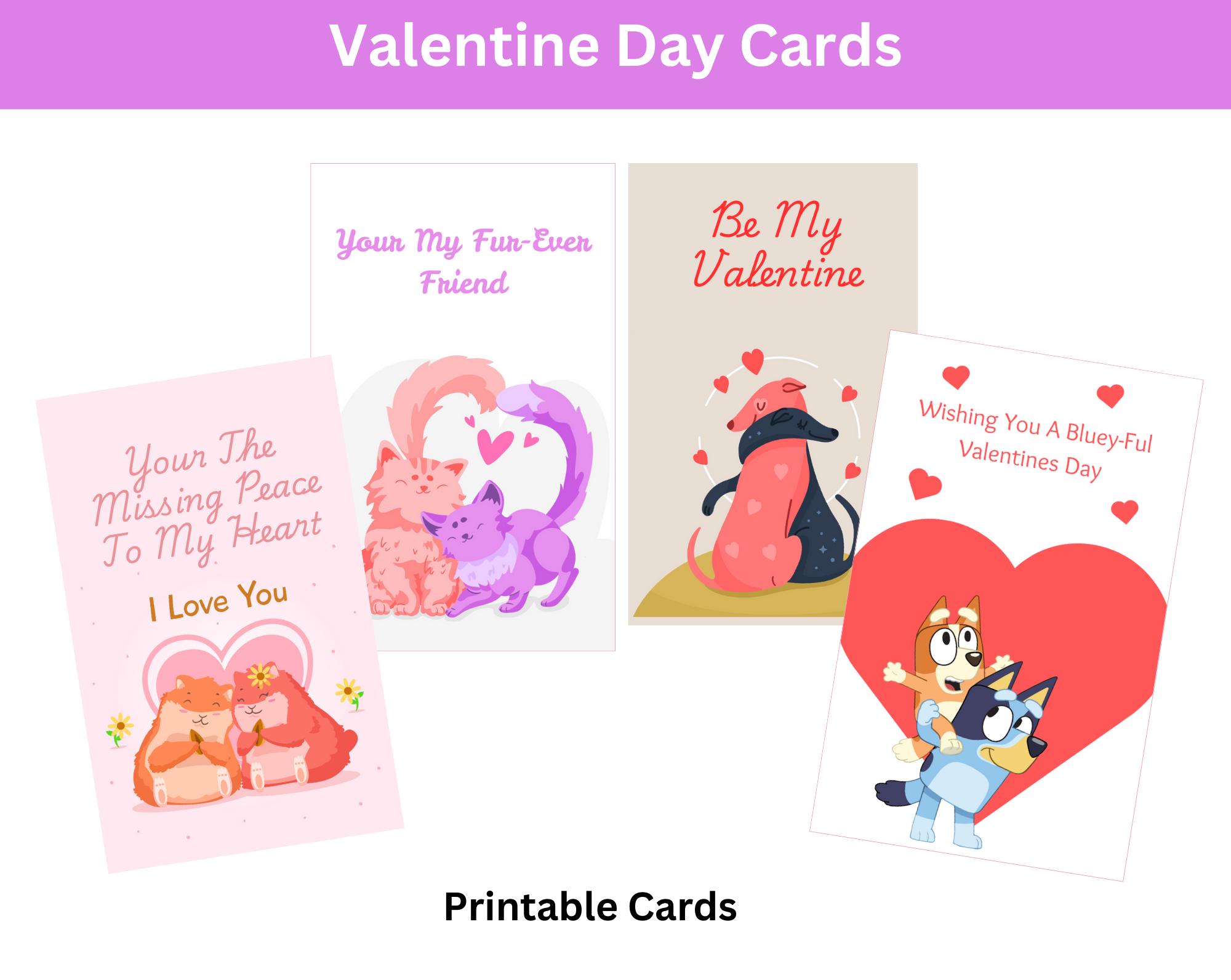 Editable Printable Valentine Day Card, Cat Valentine Card, Dog ...