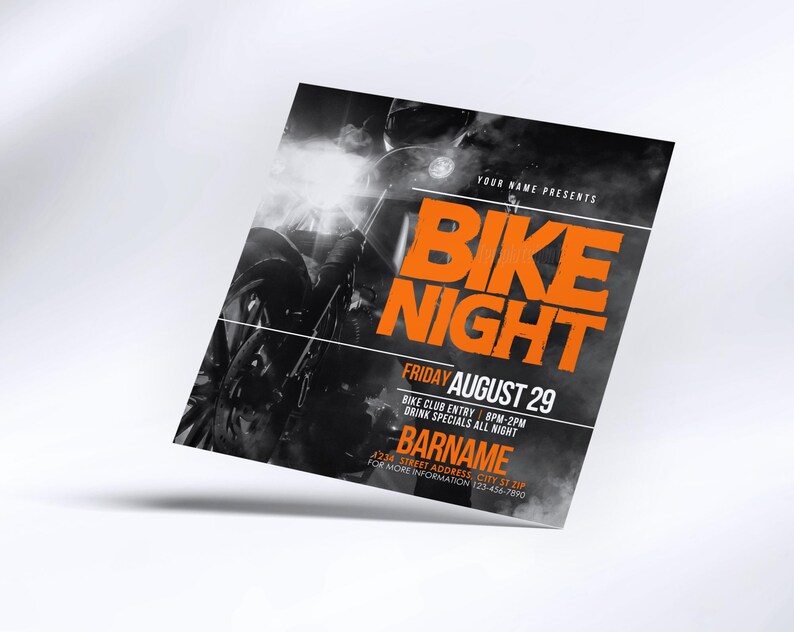 Editable Bike Night Flyer, Digital Bike Club Flyer - Etsy