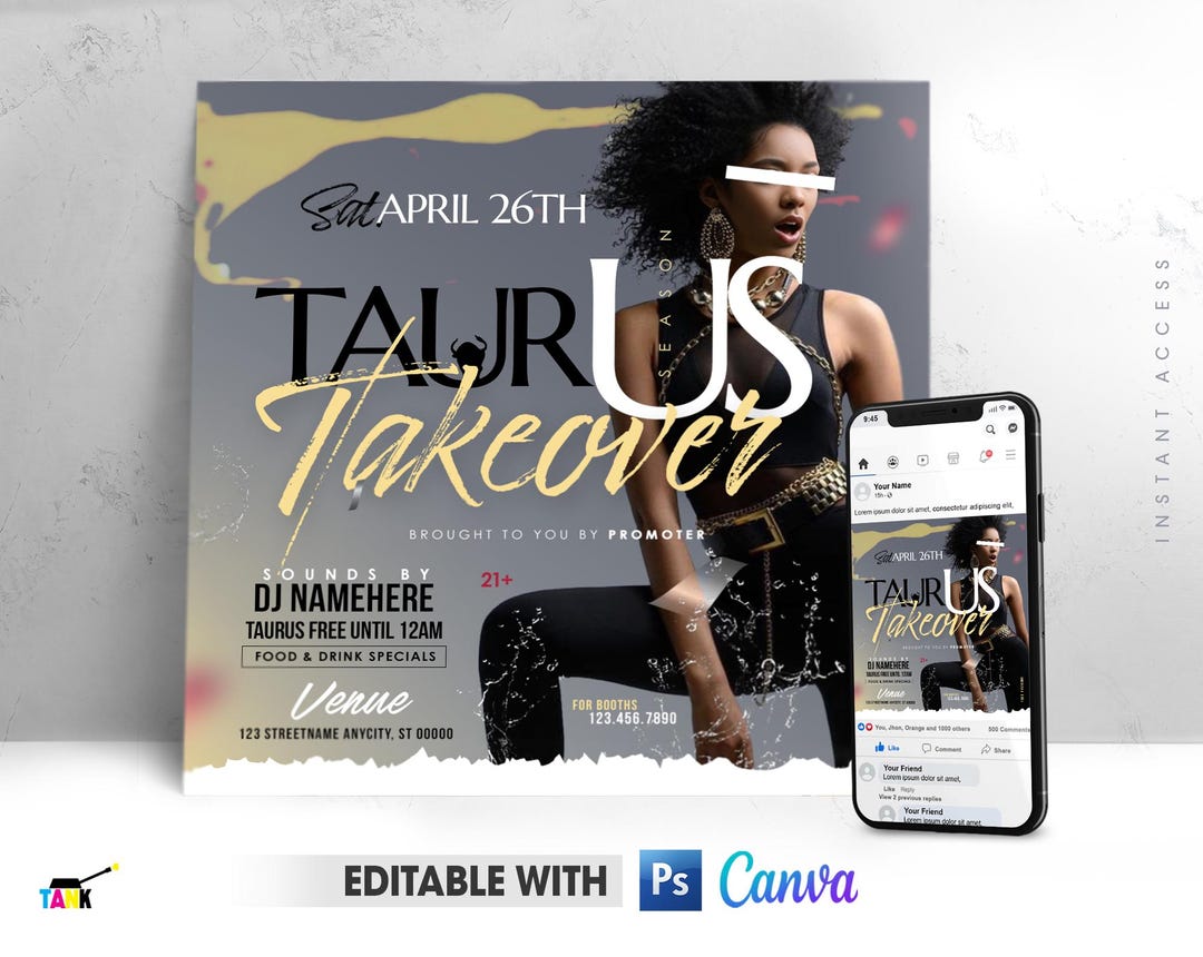 Editable Taurus Season Takeover Flyer Template - Etsy