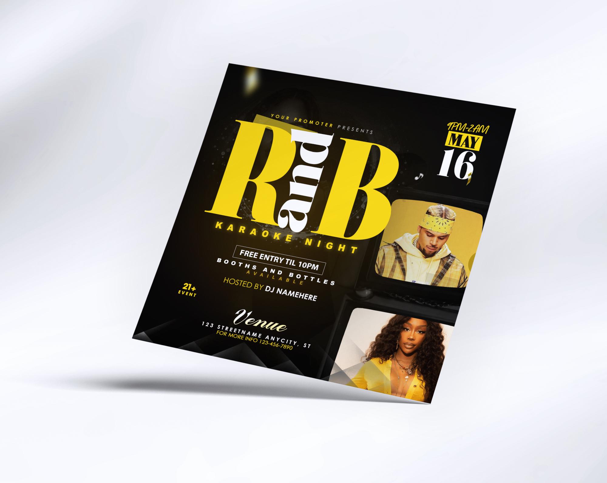 Editable R&B Karaoke Invitation, Rnb Karaoke Flyer Template, Party ...
