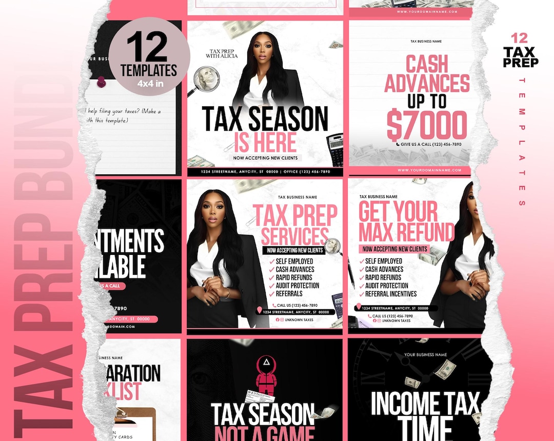 Editable Tax Prep Flyer Bundle, Edit Template in Canva - Etsy