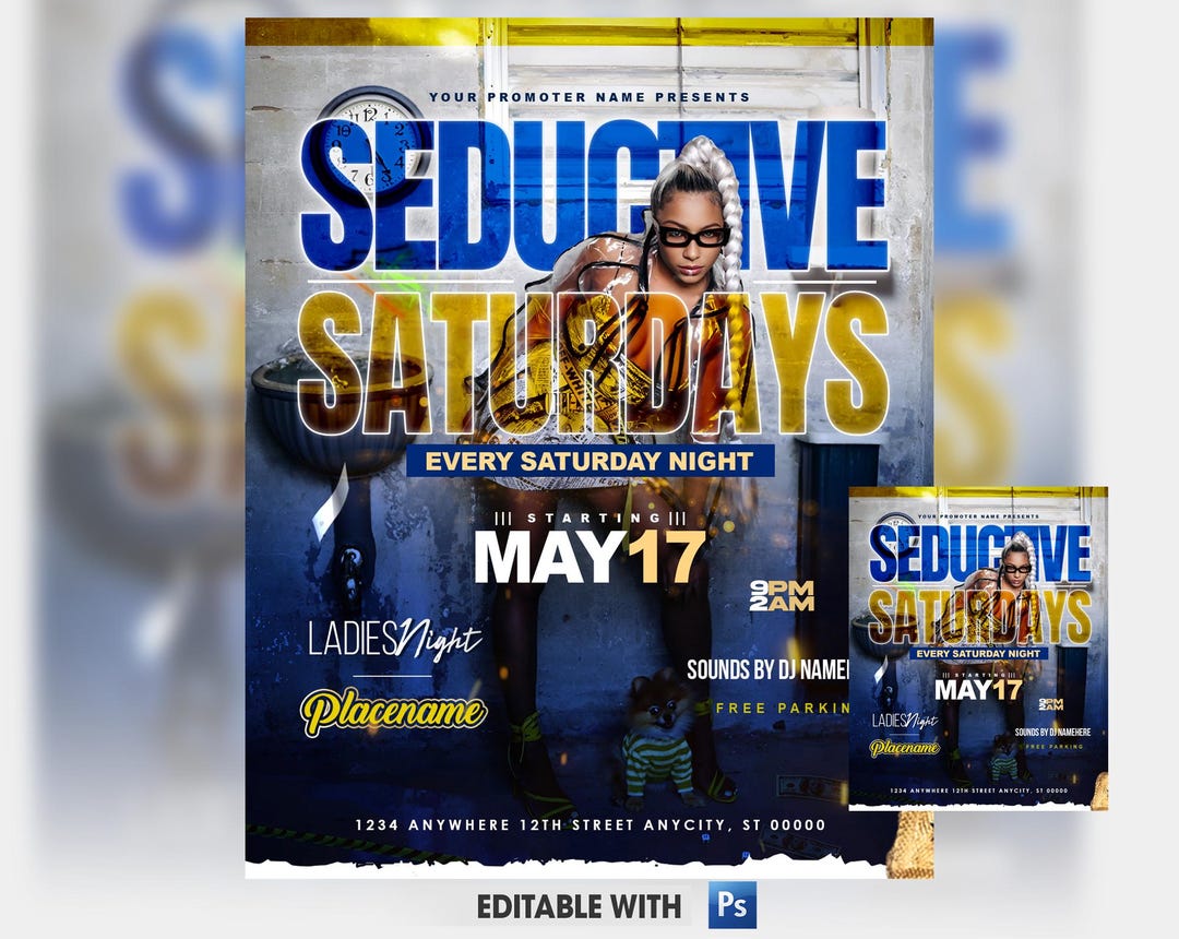 Editable Seductive Saturdays Flyer Photoshop Template - Etsy