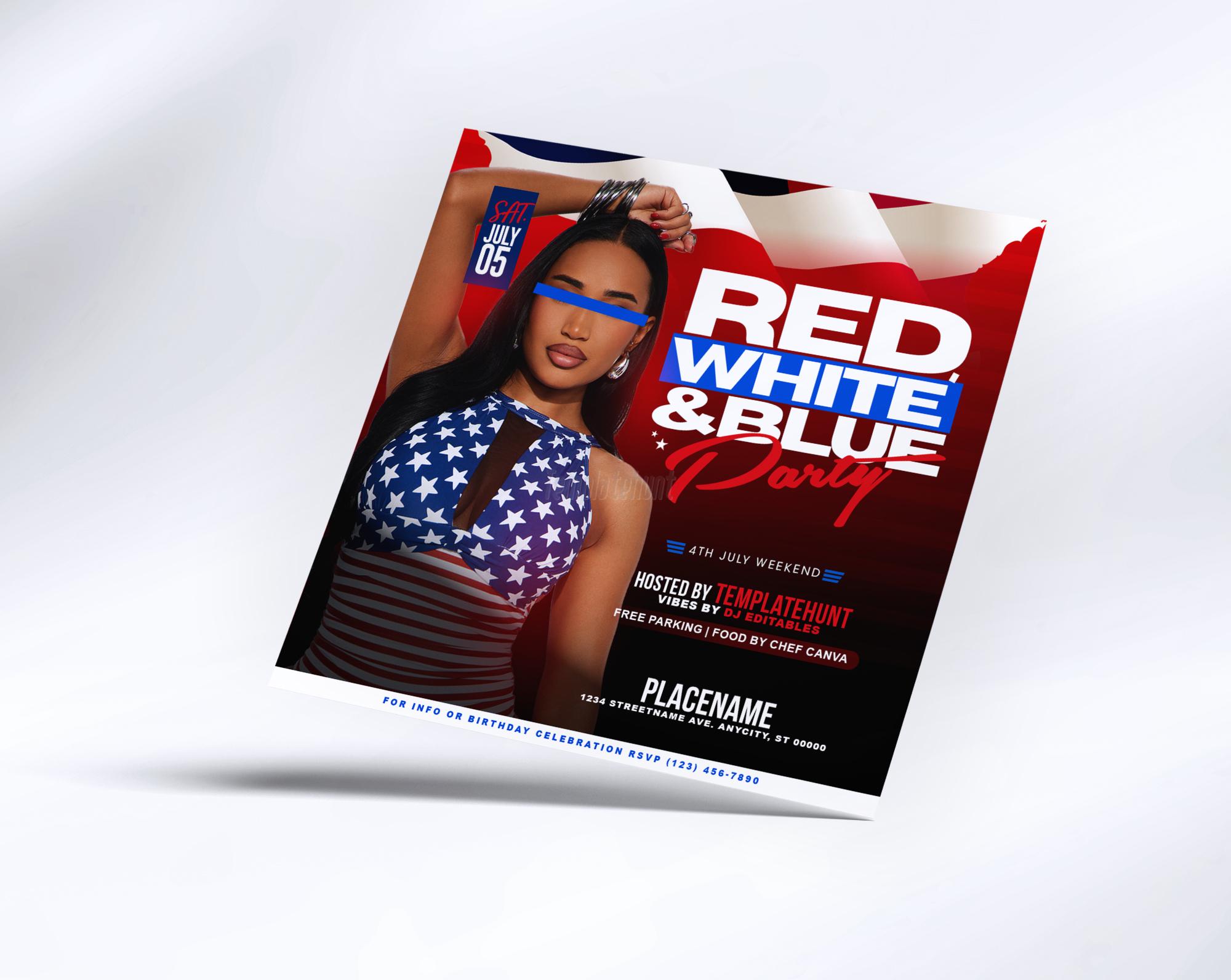 Editable Red, White & Blue Flyer | 4th July Weekend Flyer Template - Etsy
