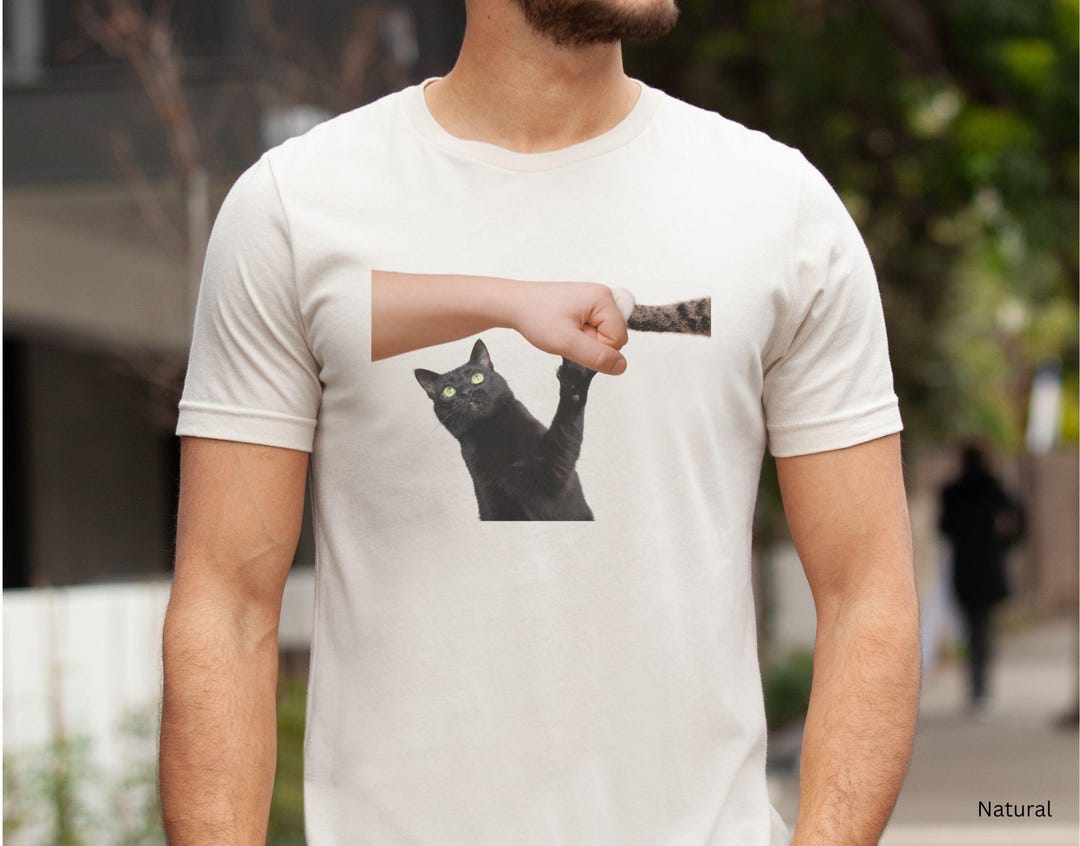 Cat Paws Shirt, Two Cats Fist Bumping a Human Fist, Funny Cat Shirt ...
