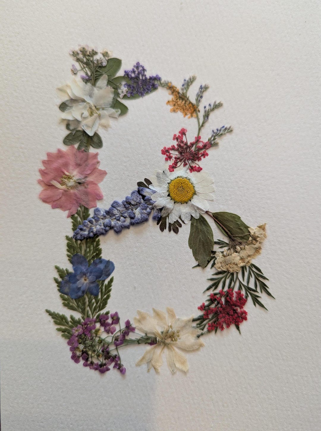 Custom 5X7 Pressed Flower Initial Letter Great for Baby, Wedding, Mom ...