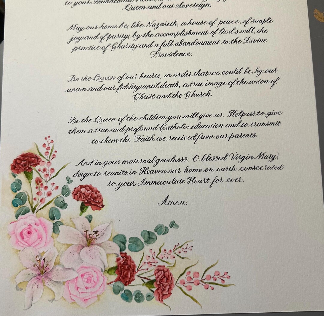 Hand-painted Consecration to Our Lady Print – Watercolor Design ...