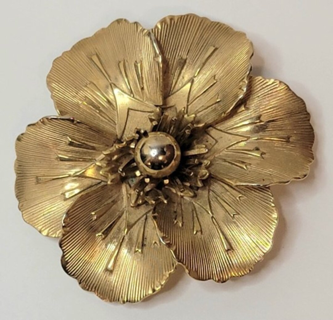 Vintage Goldtoned Signed Giovanni Flower Brooch Pin - Etsy