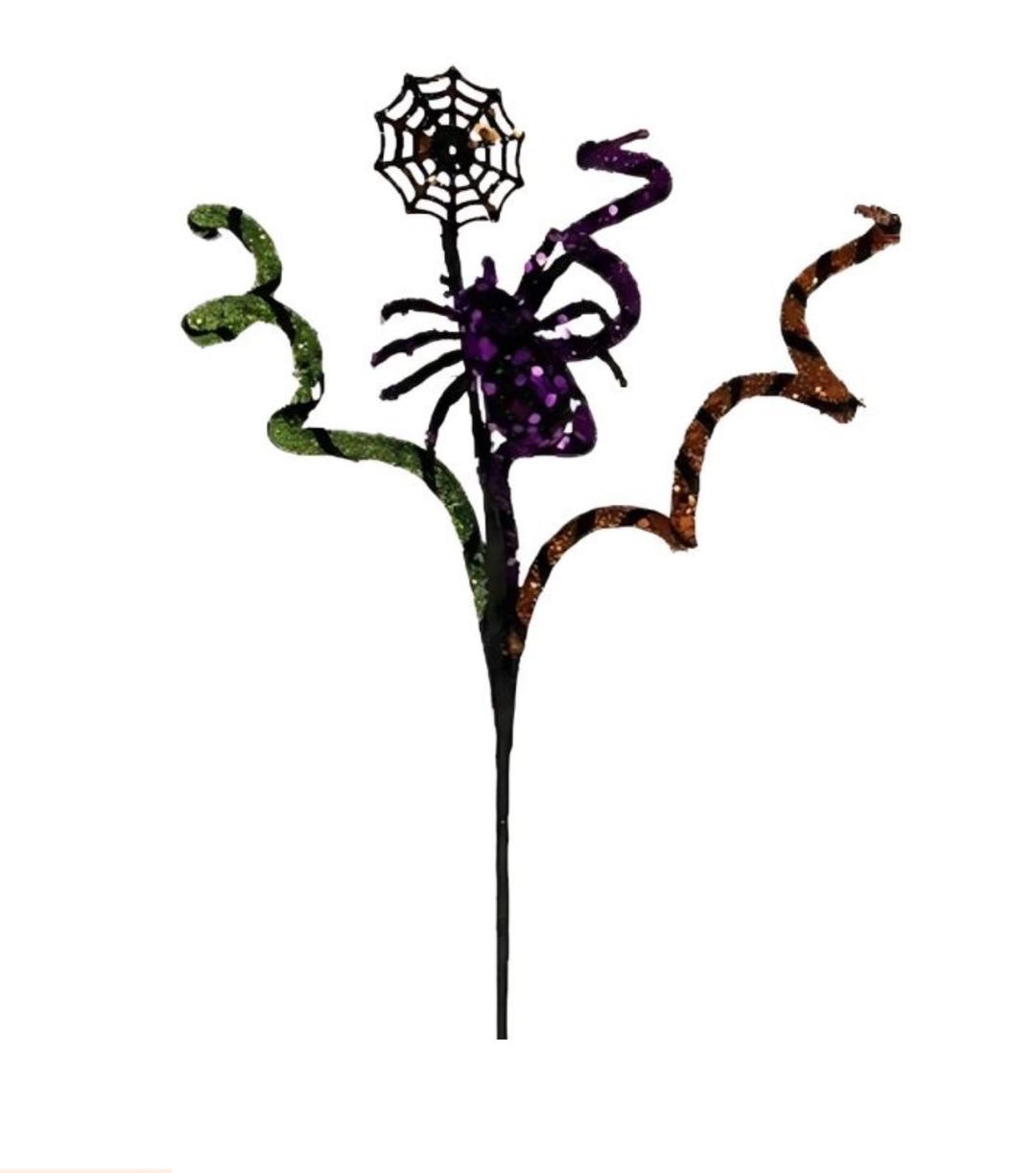 15” Glitter Spider Halloween Pick – Decorative Pick for Wreaths, Floral ...