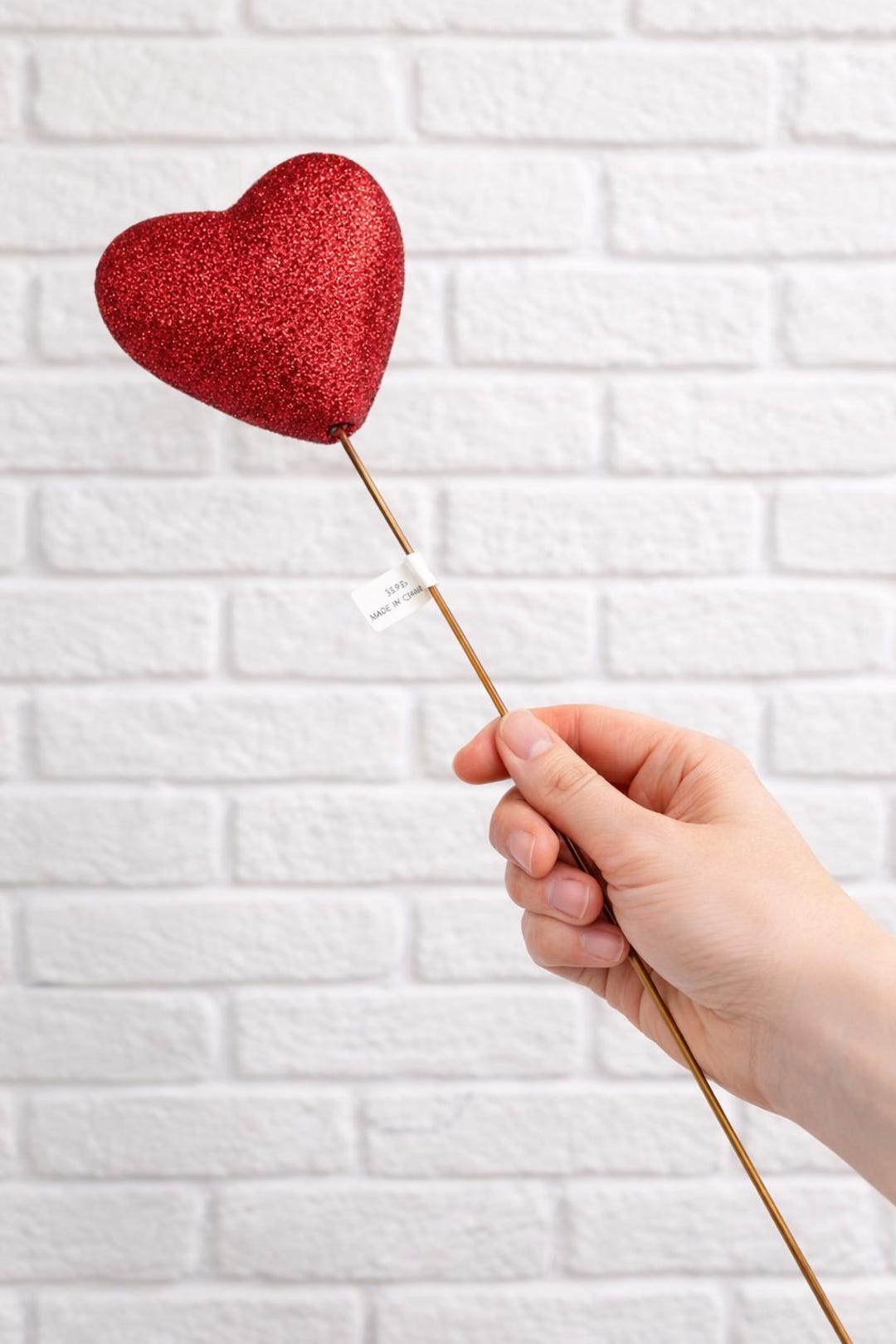 15” Red Glitter Heart Pick – Valentine’s Day Floral Pick | Wreath ...
