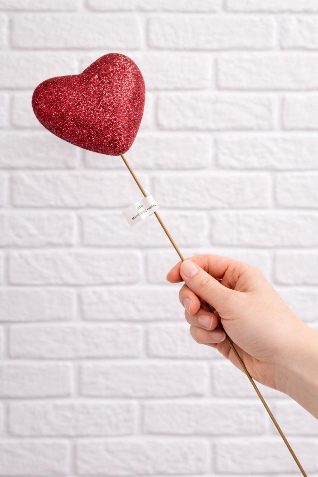 15” Pink Glitter Heart Pick – Valentine’s Day Floral Pick | Wreath ...