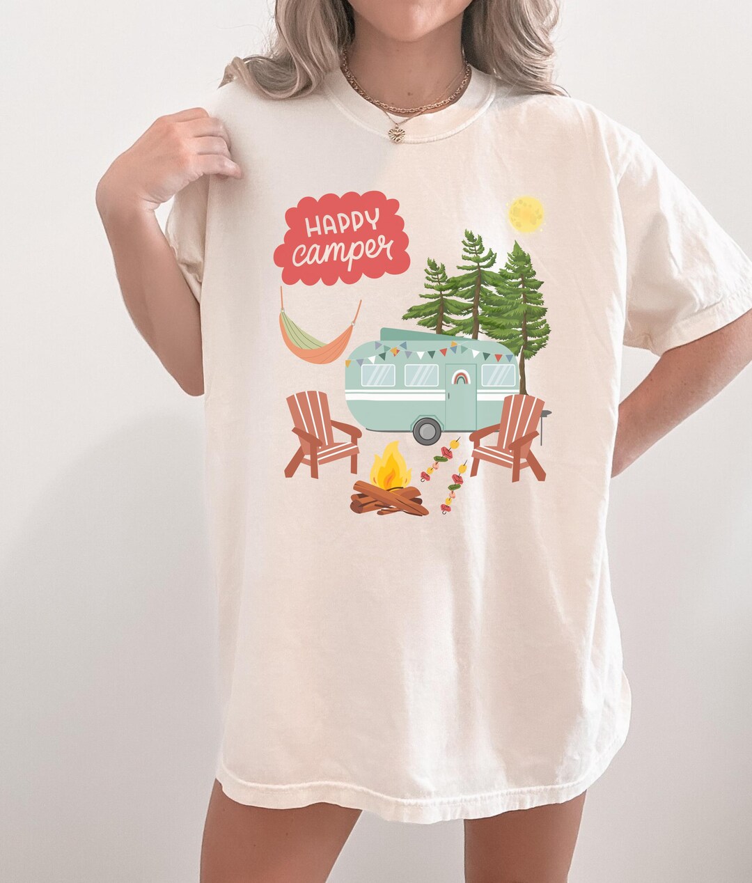 Happy Camper T Shirt RV Life T-shirt for Her Outdoor Lover Shirt ...