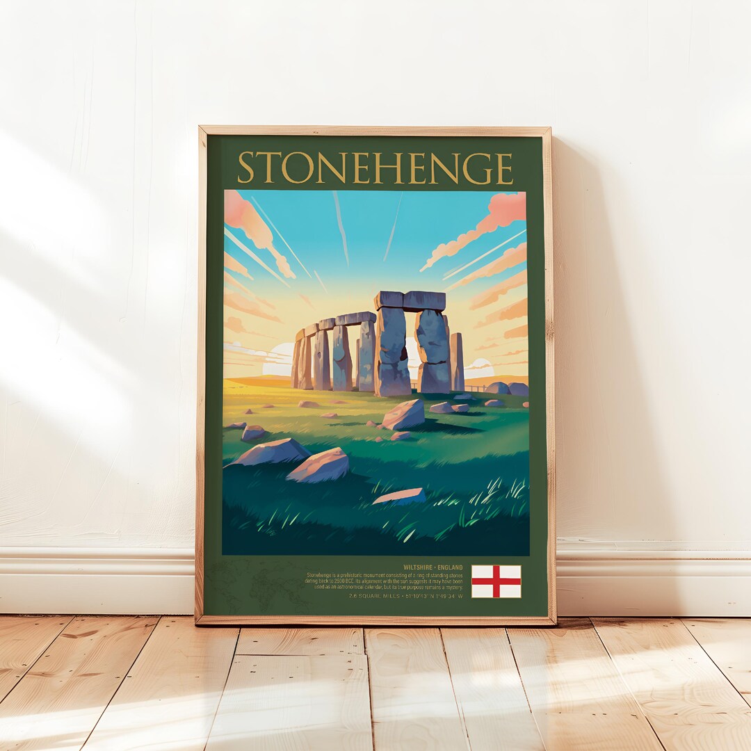Stonehenge Print | England Travel Poster | Wiltshire Wall Art ...