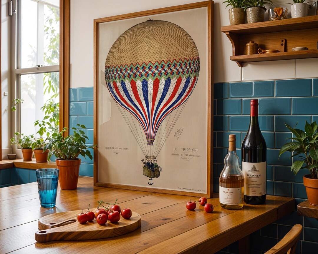 Antique Hot Air Balloon Printable Art | Le Tricolore French Aerostat ...