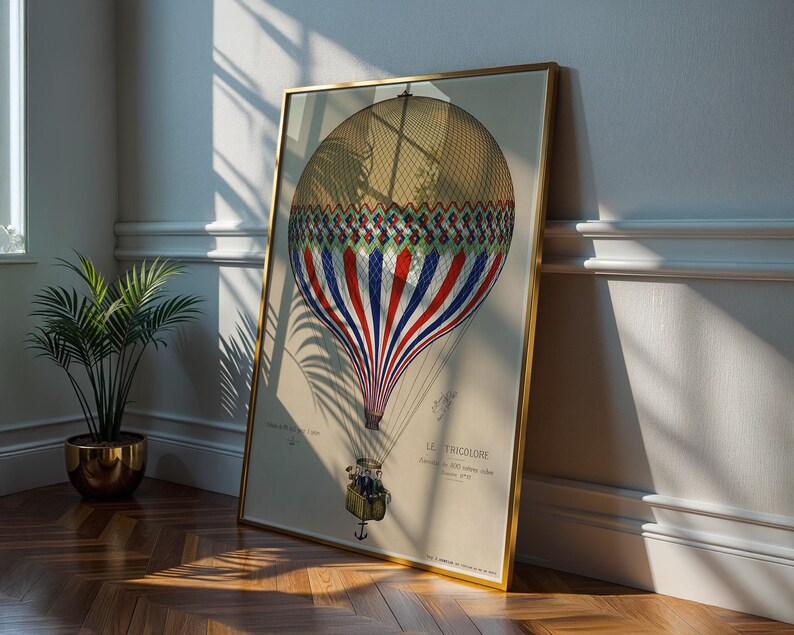 Antique Hot Air Balloon Printable Art | Le Tricolore French Aerostat ...