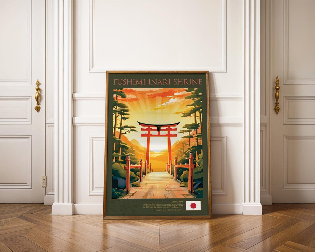 Fushimi Inari Shrine Poster, Japanese Travel Print, Kyoto Torii Gate ...