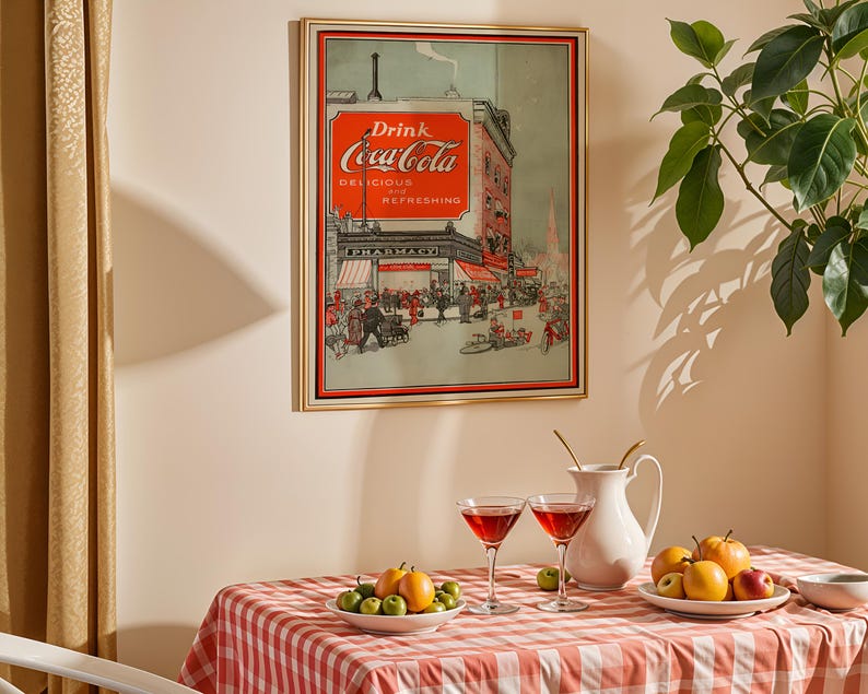 Vintage Coca Cola Poster, Retro Advertising Print, 1920s Soda Ad Art ...