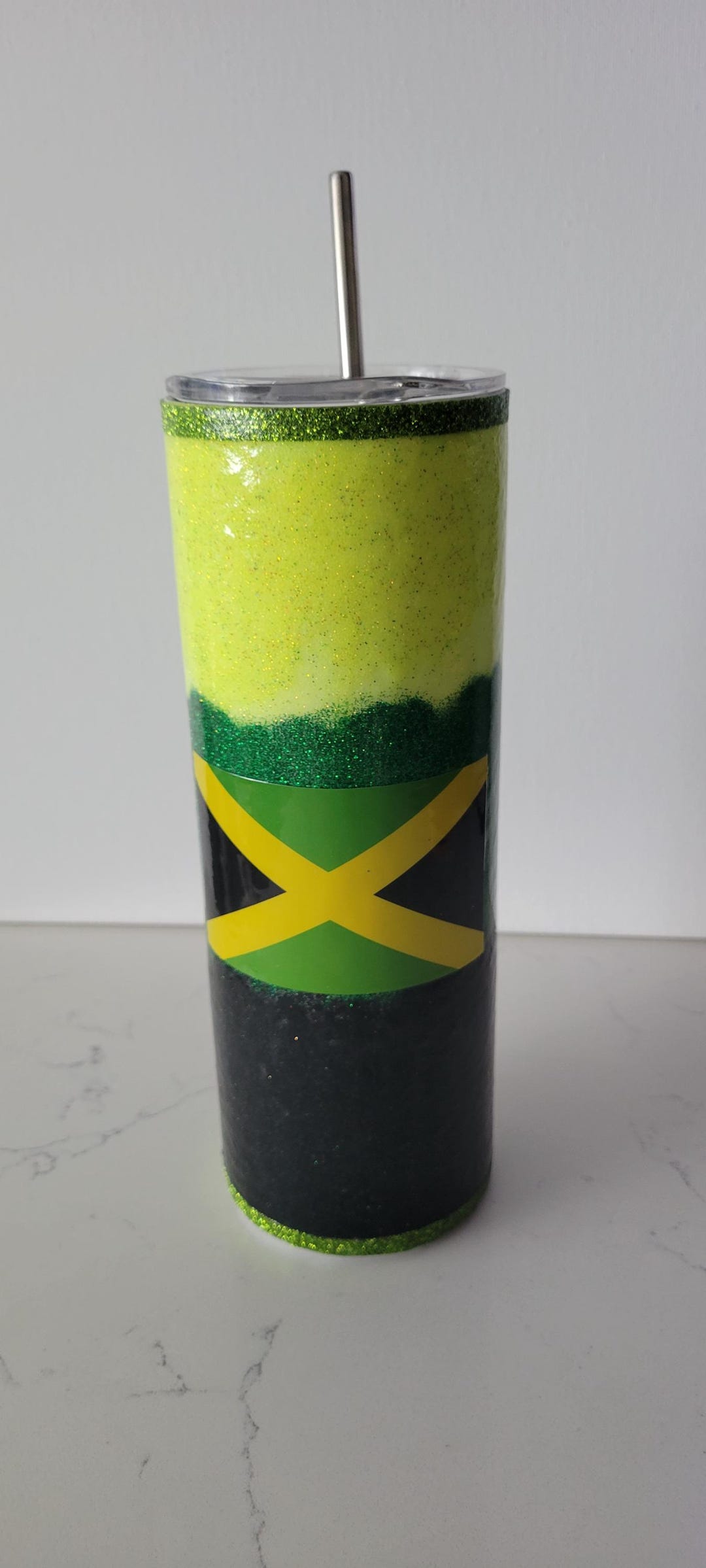 Jamaica Gitter Tumbler/yellow/green/black/rasta/glitter/tumbler - Etsy