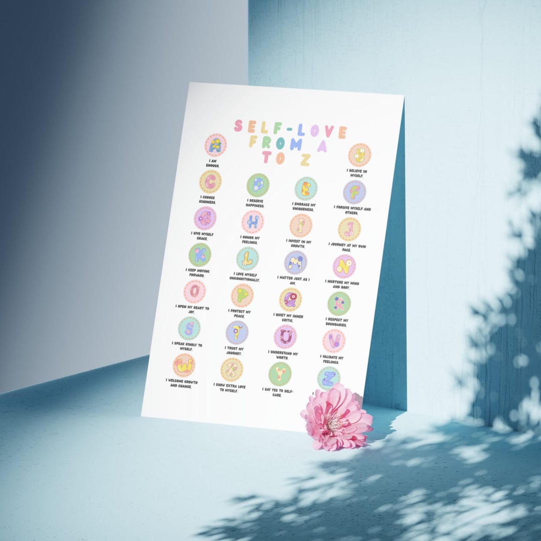 Abcs of Self-love Alphabet Poster, Positive Affirmations Wall Art ...