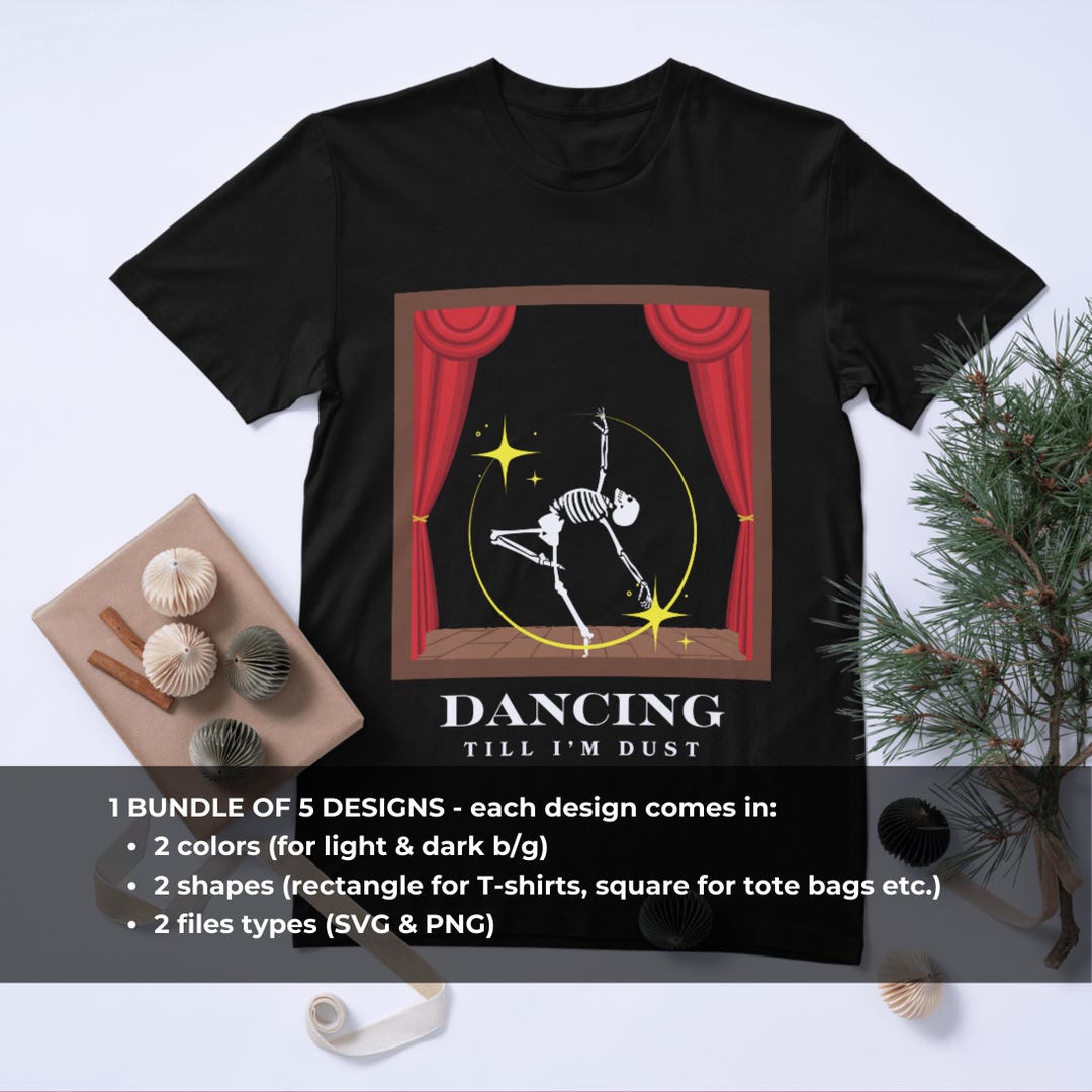 5 Skeleton SVG & PNG Design Bundle, Dancing, to Be Wild, Bon Appetit ...
