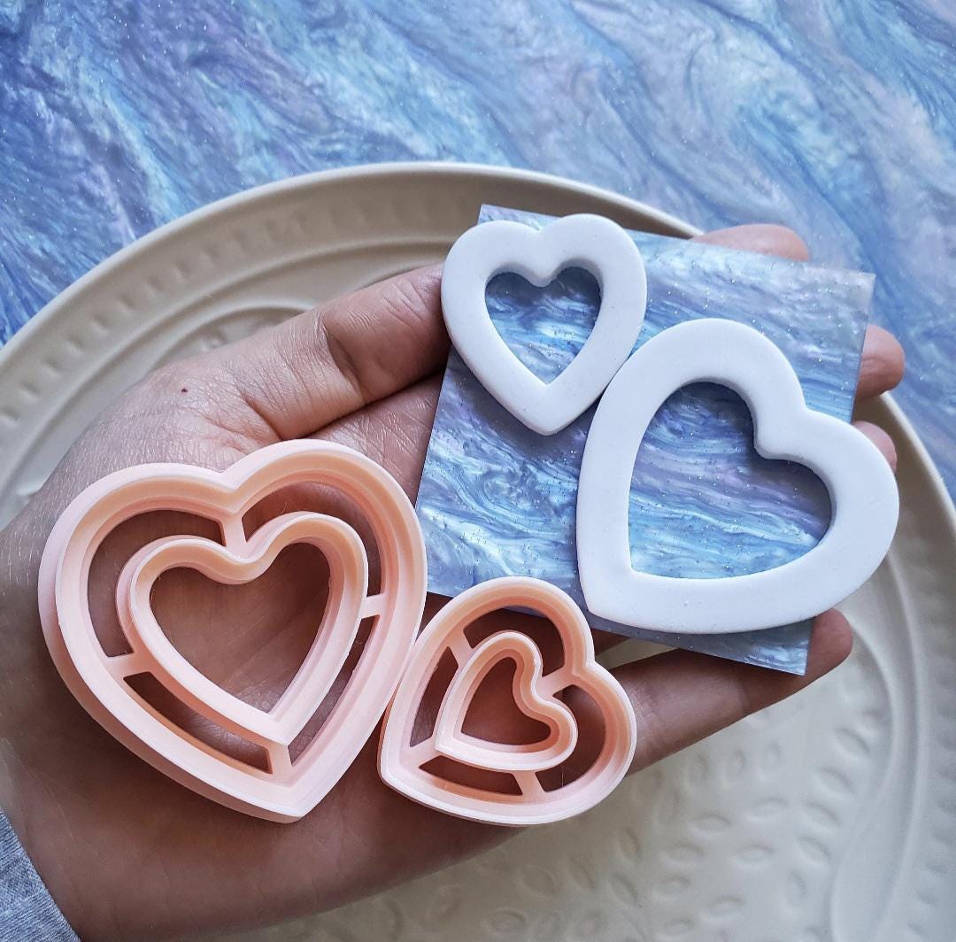 Heart Outline Clay Cutter/ 2 Size Available / Earring Polymer Clay ...
