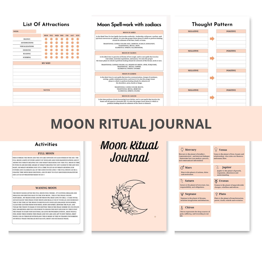 Editable Moon Ritual Journal Canva Template: Spiritual Self-care ...