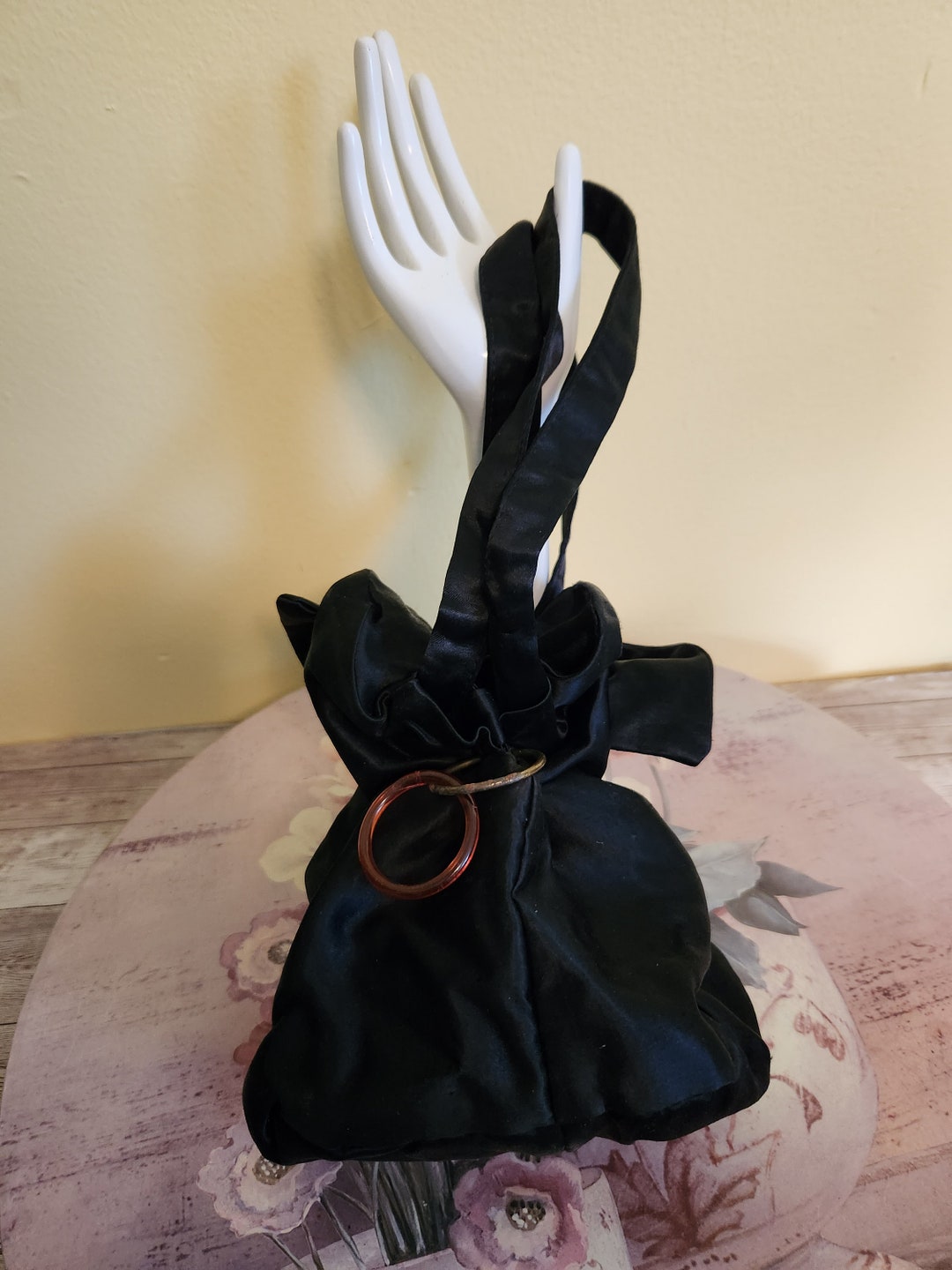 Vintage Black Satin Drawstring Pouch Evening Purse 1940s - Etsy