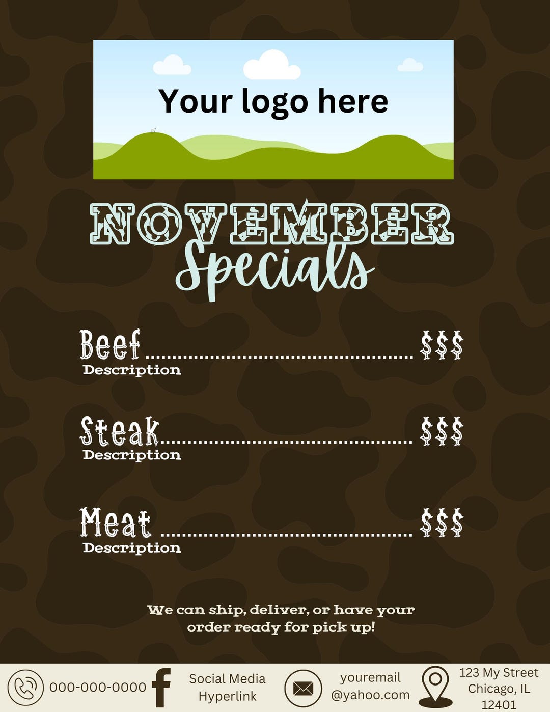 3 Editable Business Flyer Template - Monthly Specials Promotion ...