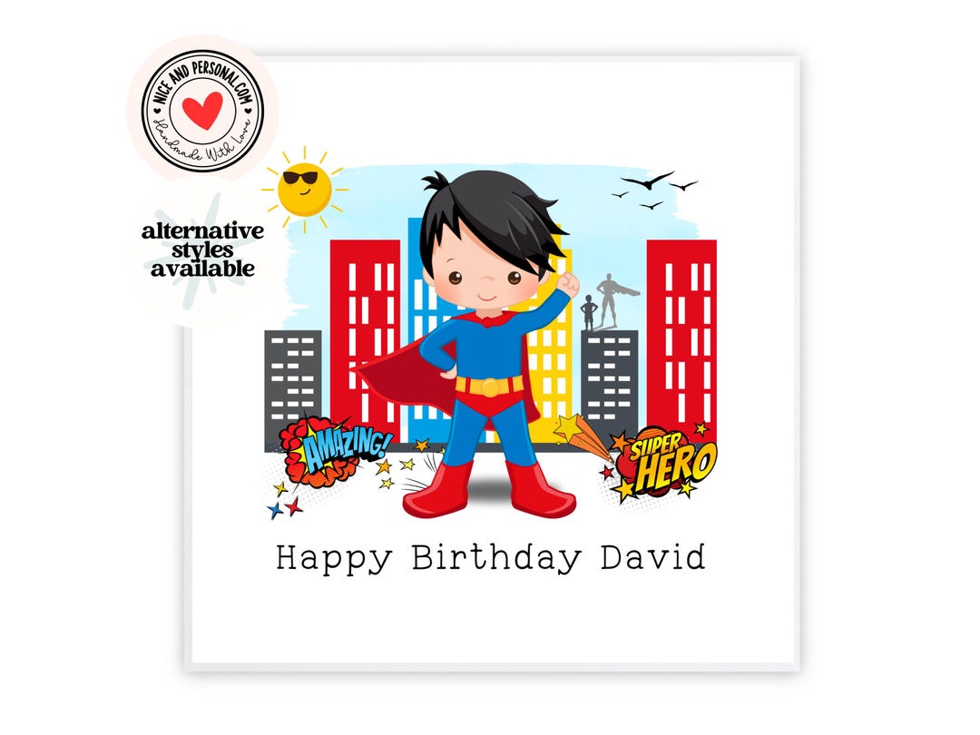 Super Boy Birthday Card, Super Hero Birthday Card for Him, Son ...