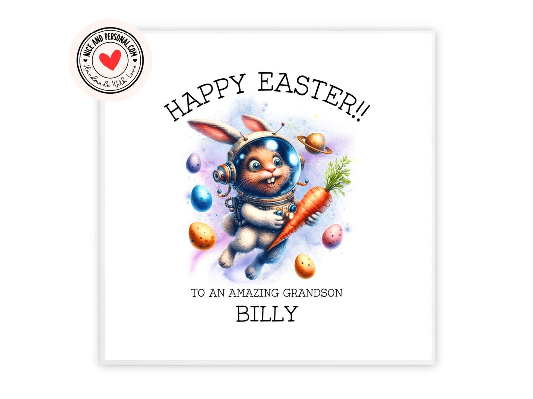 Astronaut Easter Bunny | Happy Easter Greeting Card for Him, Her, Son ...