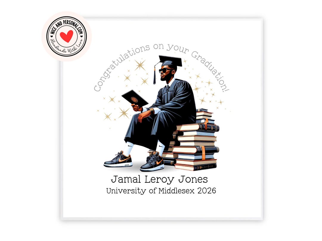 Black Boy Graduation Card, Personalised Graduation Card for Son ...