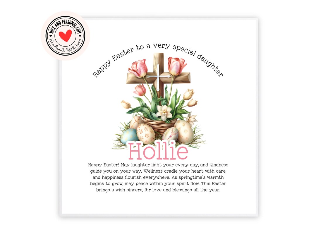 Pink Easter Poem Card | Happy Easter Poem Greeting for Her, Daughter ...