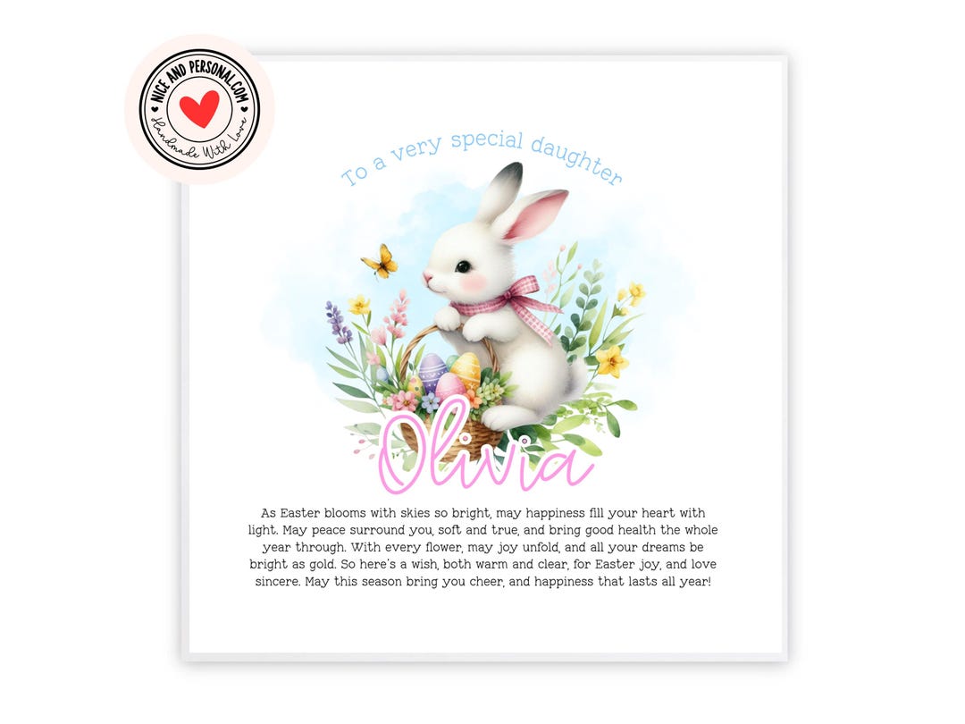 Pink Easter Bunny Poem Card | Happy Easter Poem Greeting for Her ...