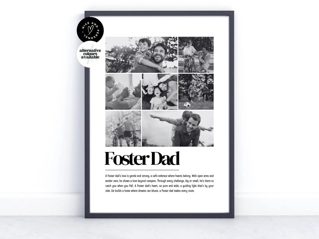 Personalised Foster Dad Definition Print, Gift for Foster Father, Photo ...