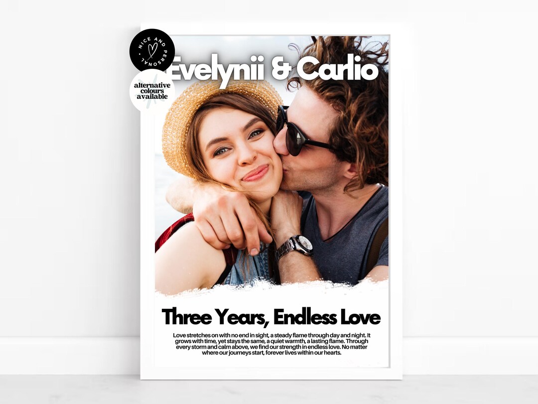 Digital Download - Personalized Magazine Couples Print for Girlfriend ...