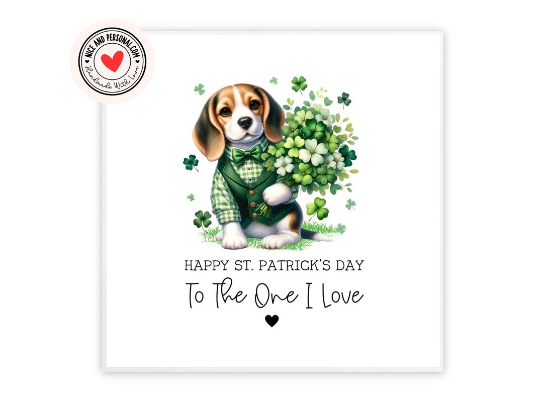 Clover Beagle Puppy | St Patrick's Day Card for Her, Him, Daughter, Son ...