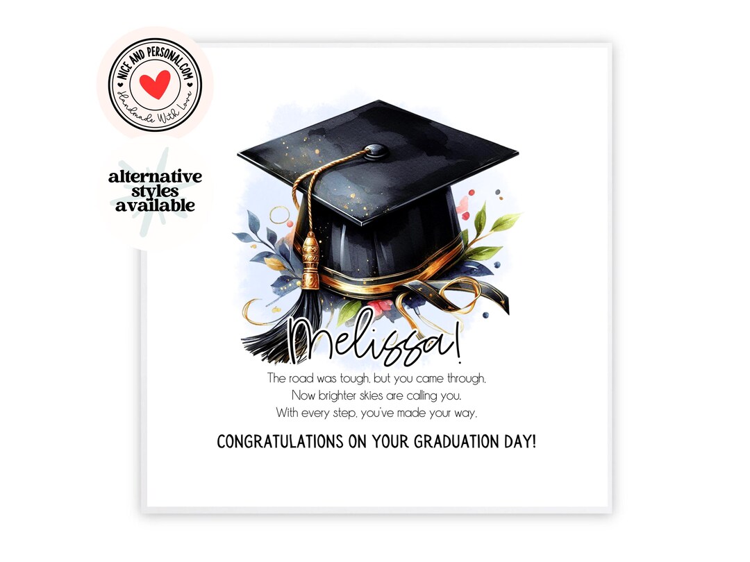 Pretty Graduation Card, Personalised Graduation Poem Card for Her ...