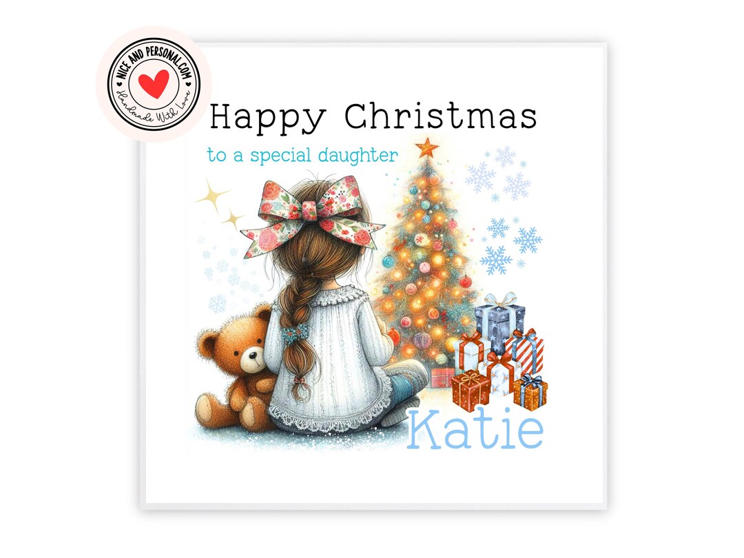 Personalised Princess Christmas Card for Little Girl, Daughter, Sister ...