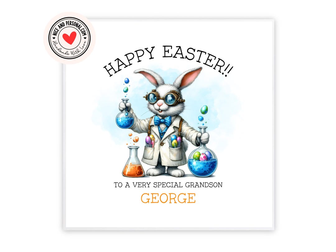 Scientist Easter Bunny | Happy Easter Greeting Card for Him, Her, Son ...