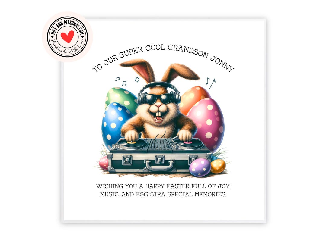 Musical DJ Easter Bunny | Happy Easter Greeting Card for Him, Her, Son ...
