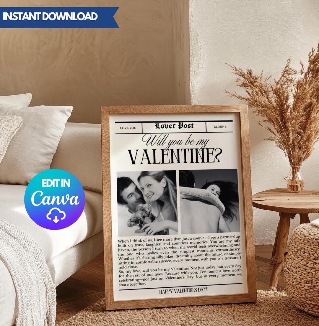 Cupid's Post Newspaper Template, Editable Valentine's Day Newspaper ...