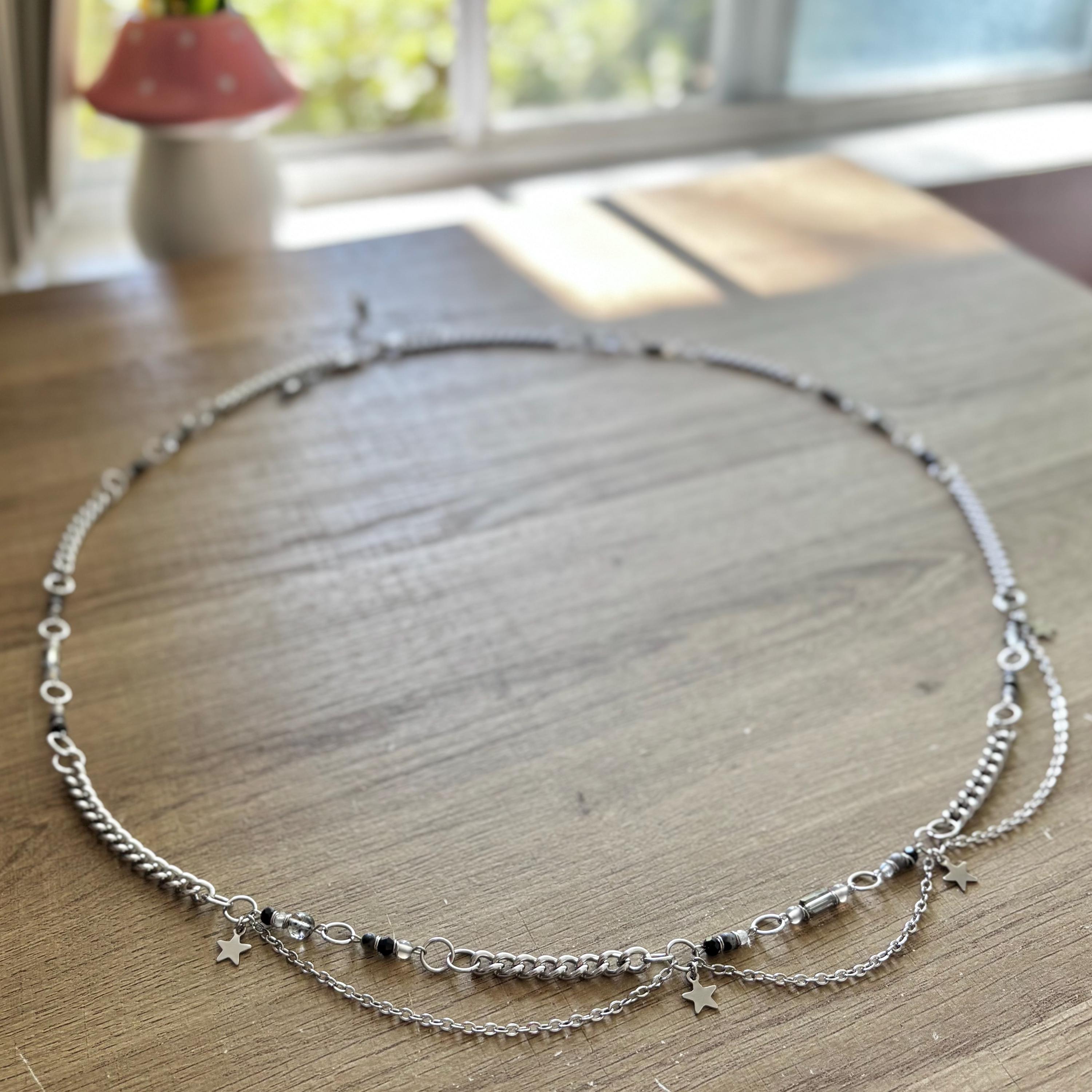 Whimsigoth Beaded Belly Chain: Labradorite, Silver Agate, Celestial ...