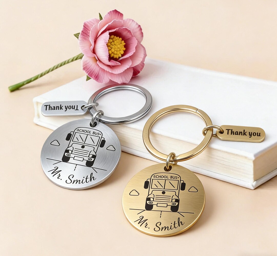 Custom School Bus Driver Keychain: Stainless Steel Thank You Gift - Etsy