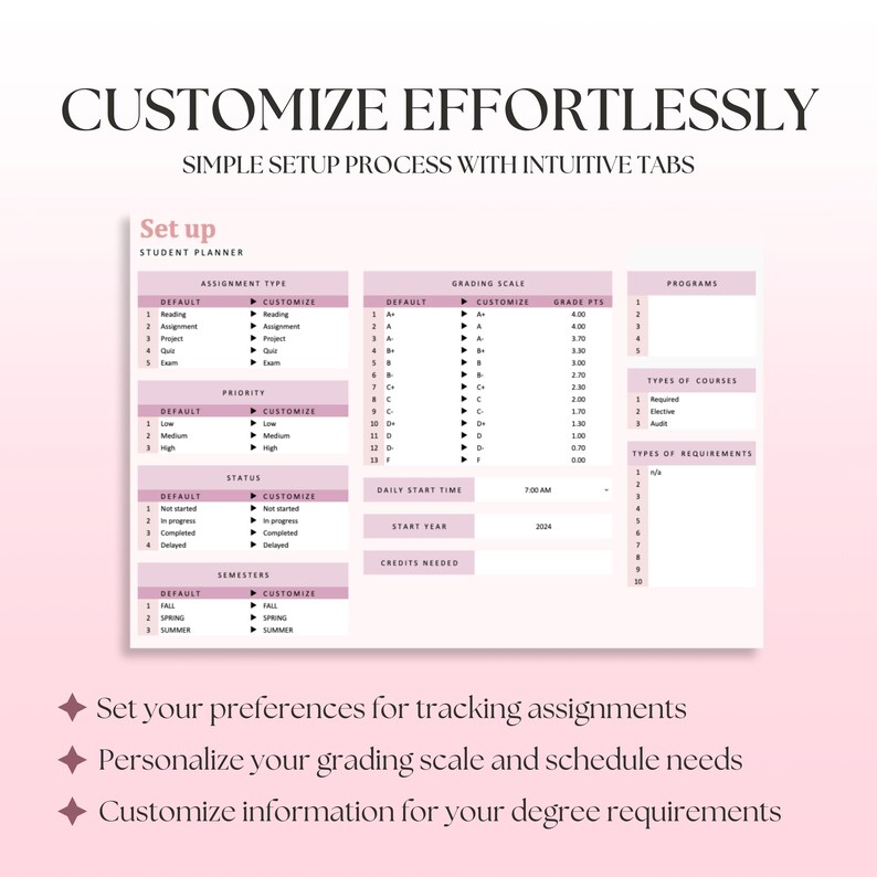 Student Planner Template | Google Sheets Assignment Tracker | Digital ...