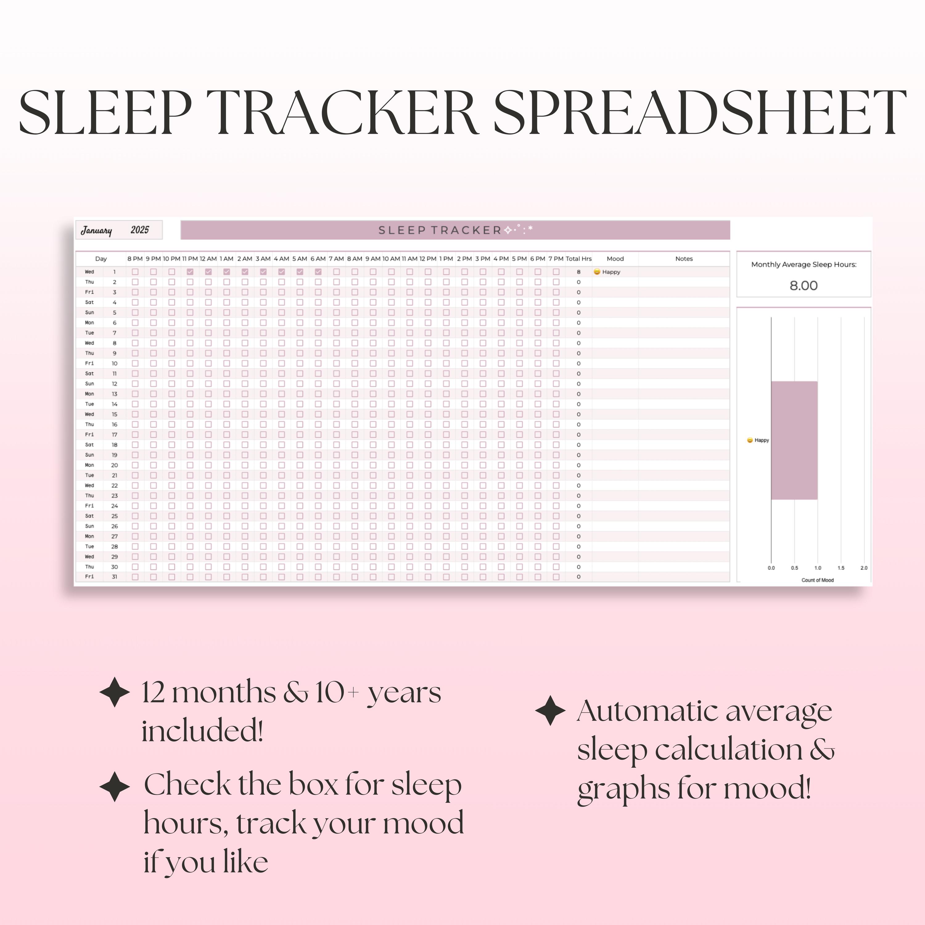 Sleep Tracker Printable Monthly, Daily Sleep Journal Sleep Quality Log ...