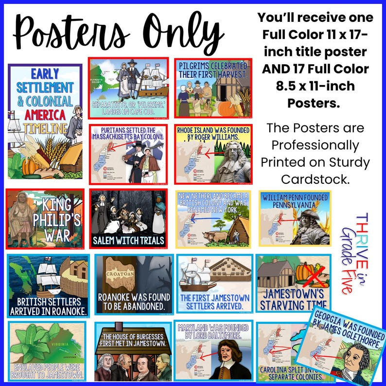 Classroom Timeline - Early Settlement & Colonial America - Etsy