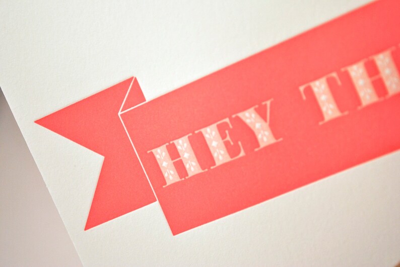 Rustic Ribbon Hey There Letterpress Greeting Card - Etsy