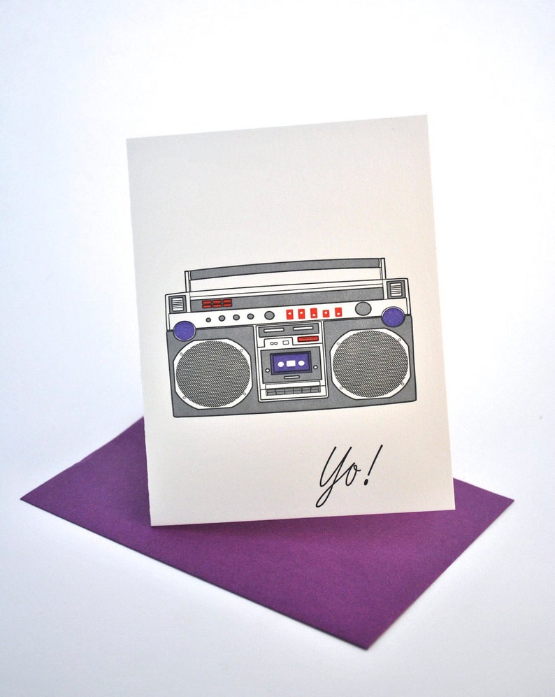 Boombox Letterpress Greeting Card - Etsy