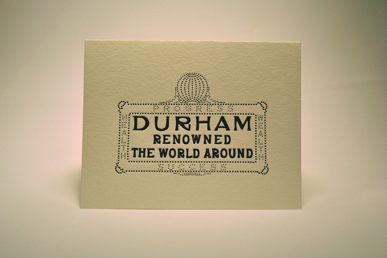 Durham: Renowned the World Around Letterpress Card - Etsy