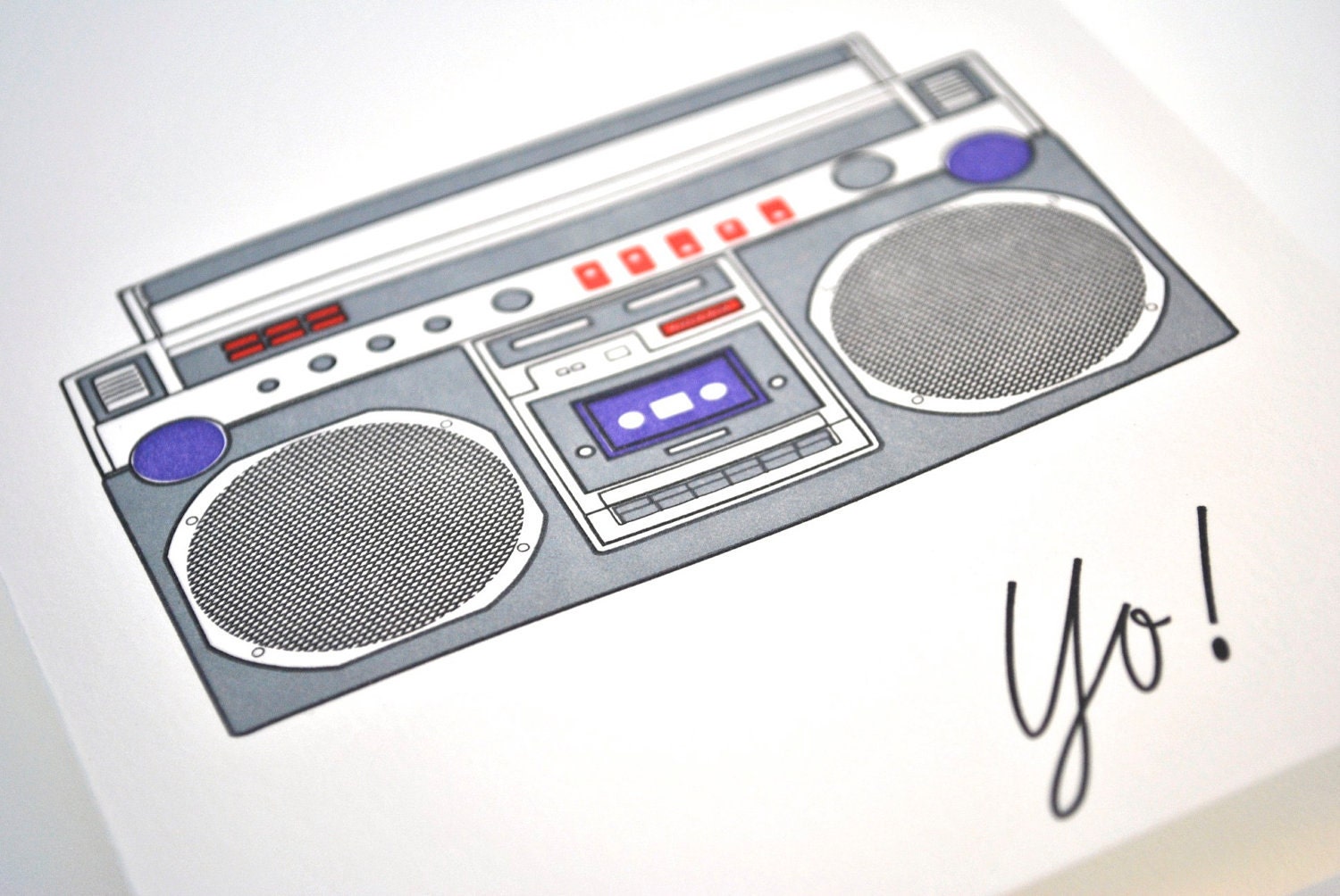 Boombox Letterpress Greeting Card - Etsy