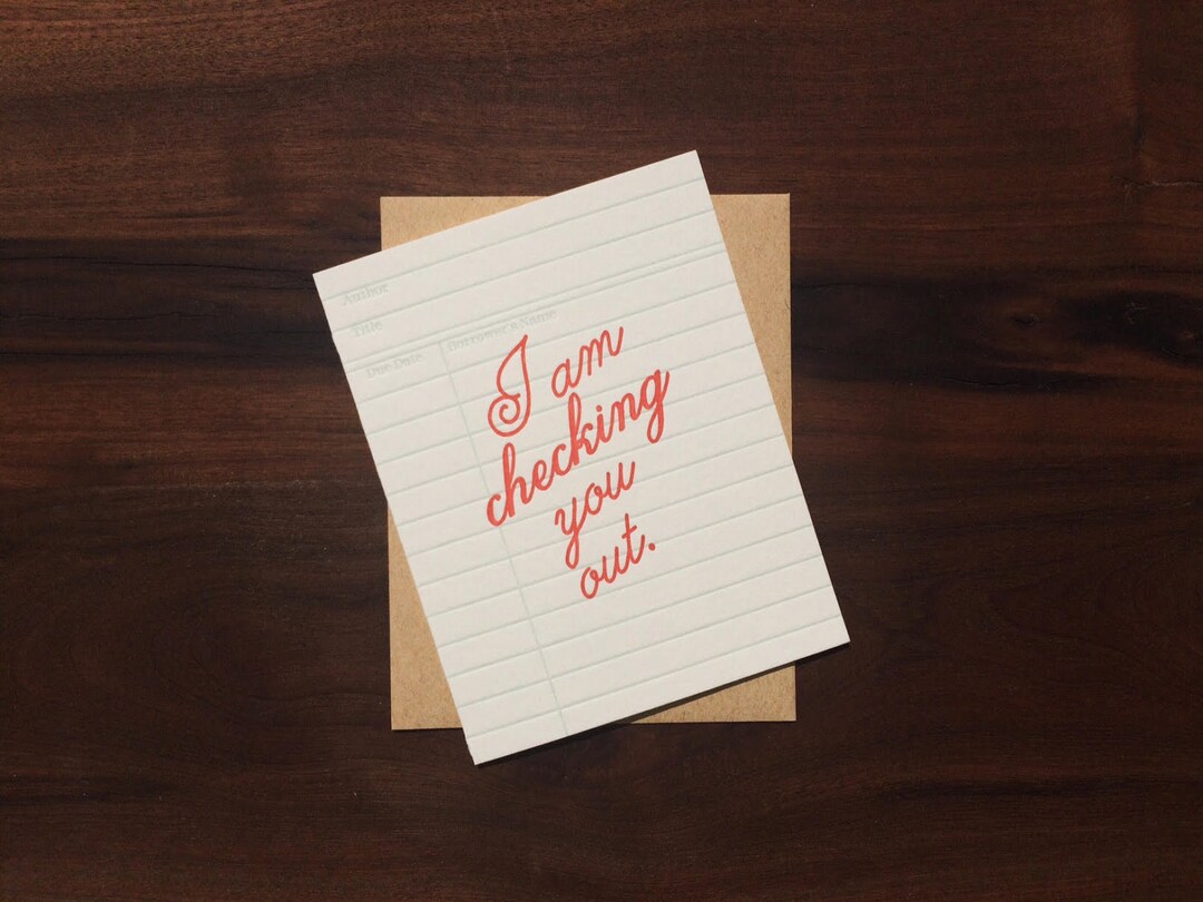 I'm Checking You Out - Library Card Love A2 Folded Letterpress ...